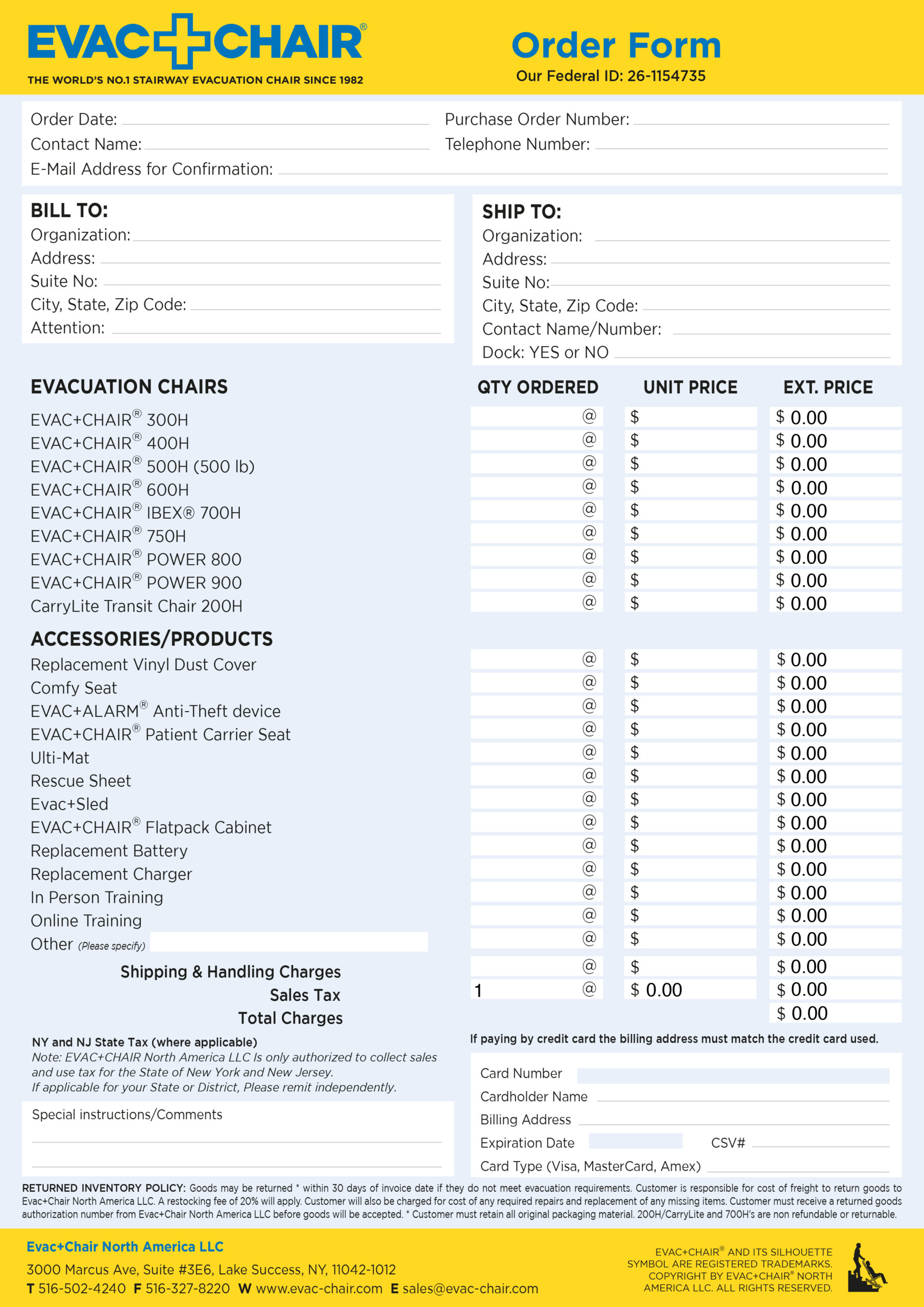 ORDER FORM - Our easy to use pre-formatted order form